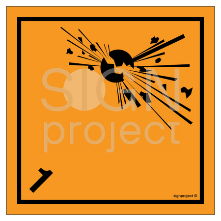 MB001 Explosives and articles Class 1 - sheet of 12 stickers 5 x 5 cm ...