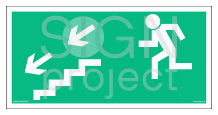 AA005 Direction to the exit of the escape route down the stairs to the ...