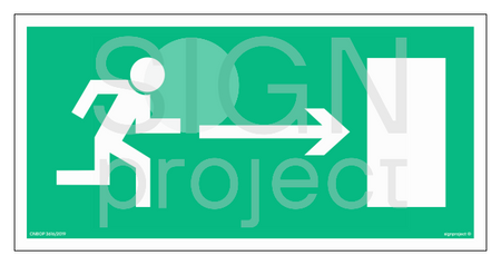 AA002 Direction to escape route exit to the right 30 x 15 cm \ TS ...