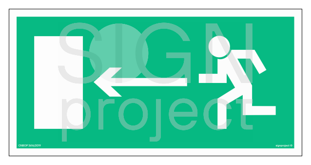 AA003 Direction to escape route exit left 30 x 15 cm \ FS - folia ...