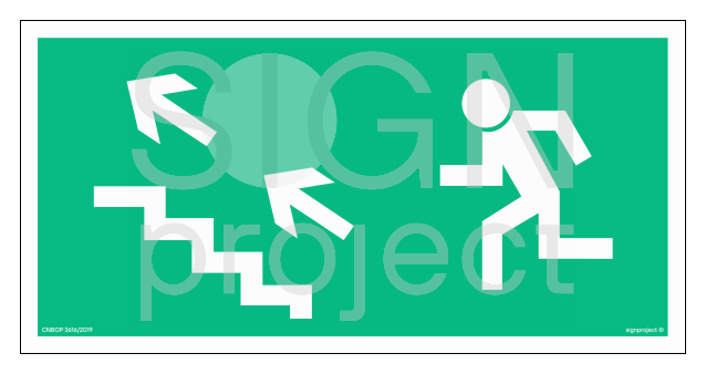 AA006 Direction to the exit of the escape route up the stairs to the ...