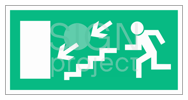 AC018 Emergency exit left down stairs 40 x 20 cm \ TS - płyta TD ...