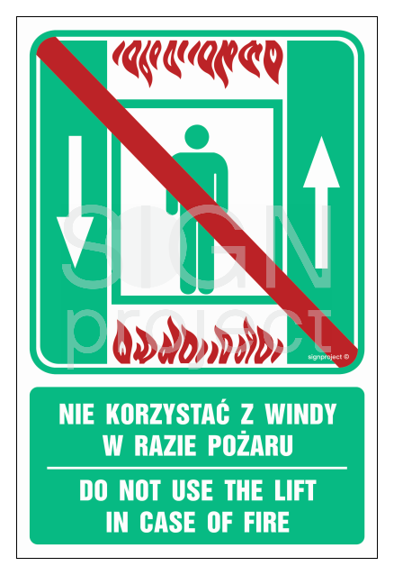 AC070 Do not use the lift in case of fire 50 x 75 cm \ FS - folia ...