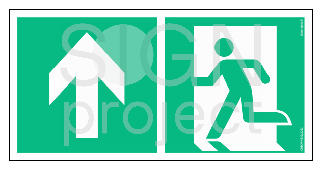 AE090 Direction to the exit of the escape route up the stairs on the ...