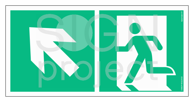 AE091 Direction to emergency exit up left 80 x 40 cm \ FS - folia ...