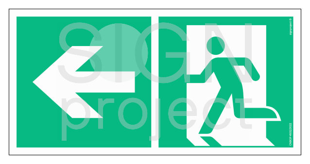 AE092 Direction to emergency exit left 40 x 20 cm \ PS - płyta sztywna ...