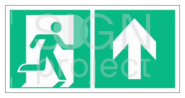 AE095 Direction to the emergency exit up on the right 80 x 40 cm \ FS ...