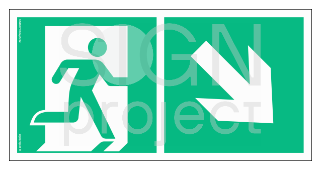 AE098 Direction to emergency exit down right 60 x 30 cm \ KS - folia ...