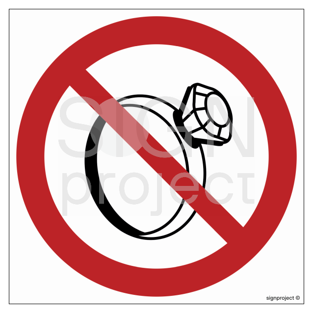 GB034 No jewelry - sheet of 12 stickers | SAFETY SIGNS \ Prohibition ...