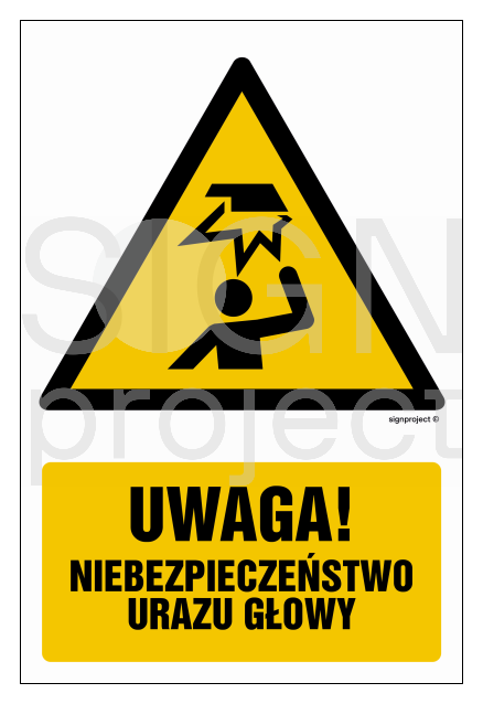 GF017 Caution - head injury hazard - sheet of 9 stickers 5 x 7,5 cm ...