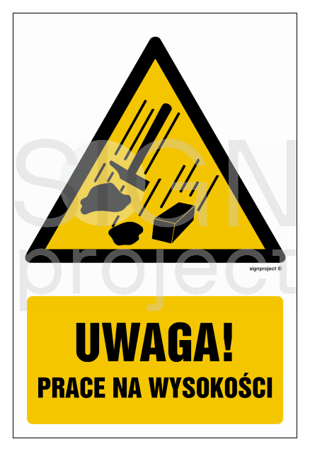 GF027 Caution - work at height - pack of 10 5 x 7,5 cm \ PS - płyta ...