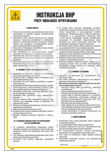 IAD03 Health and safety instructions for operating the injection ...