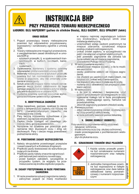 IAE21 Safety instructions for the transport of dangerous goods (cargo ...