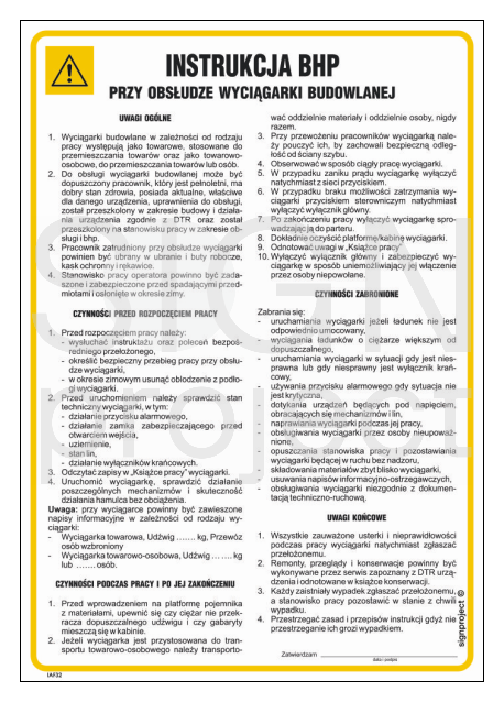 IAF32 Health and safety instructions for the use of a construction ...