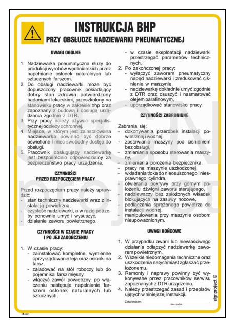 IAG51 Occupational health and safety instructions for operating a ...