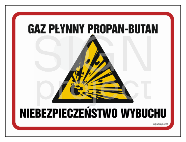 NB012 LPG propane - butane explosion hazard 20 x 15 cm \ FN - folia ...
