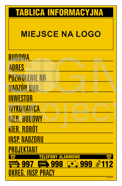 OA209 Building information board with space for a logo 70 x 110 cm \ ON ...