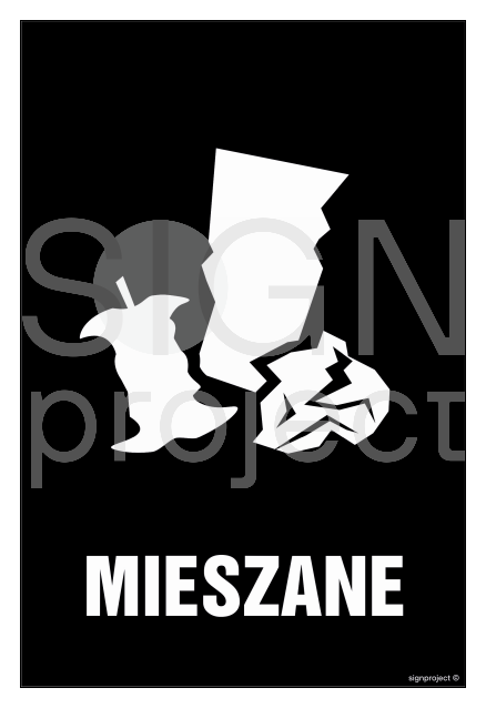 OD104 Waste container labels Mixed waste 15 x 22,5 cm \ FN - folia ...