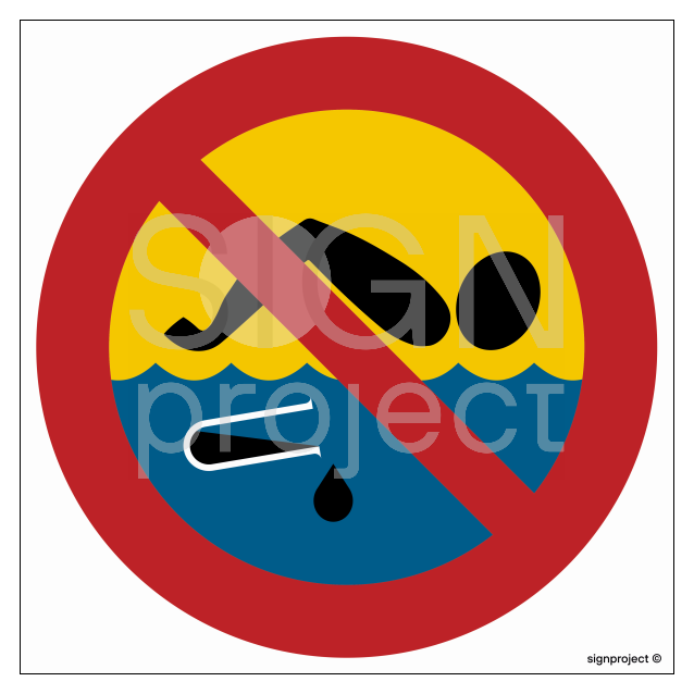 OE016 Absolute ban on bathing - heavily contaminated water 75 x 75 cm ...