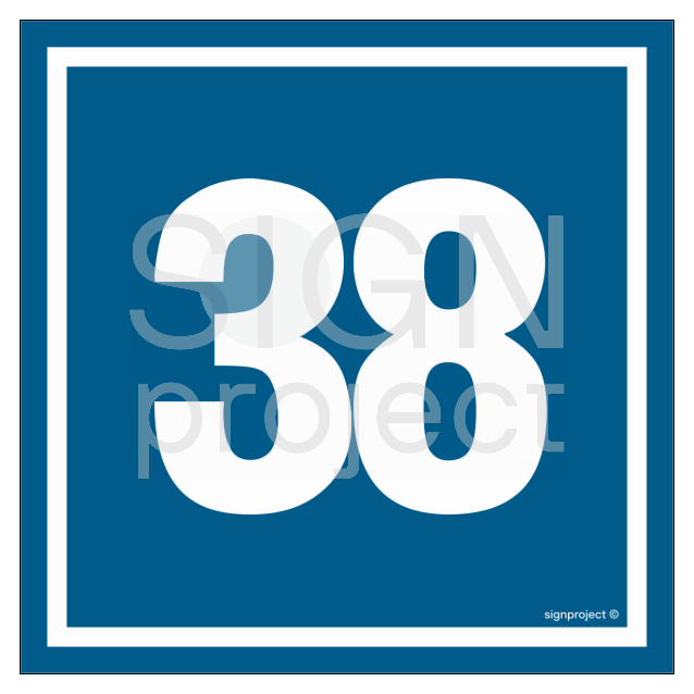 PA438 Number 38 15 x 15 cm \ PN - płyta sztywna 1mm | Information signs ...