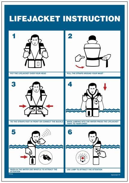 TP034 Lifejacket instruction 31,5 x 45 cm \ FN - folia samoprzylepna | Maritime Marks \ Posters ...