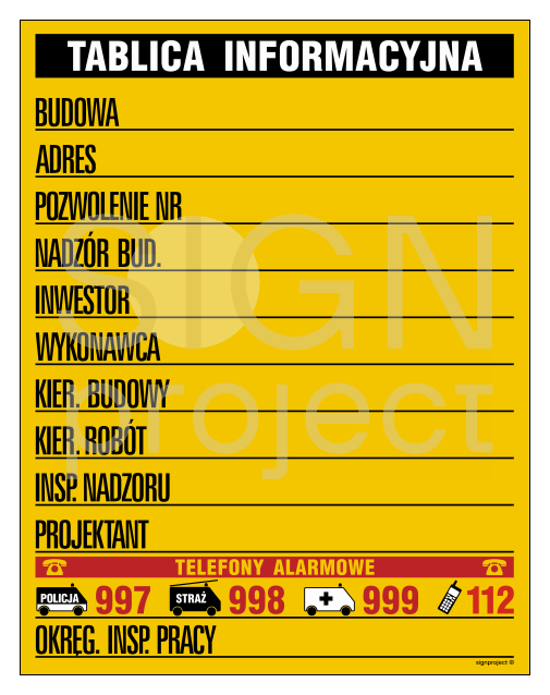 OA088 Building information board (colour) 70 x 90 cm \ ON - blacha ...